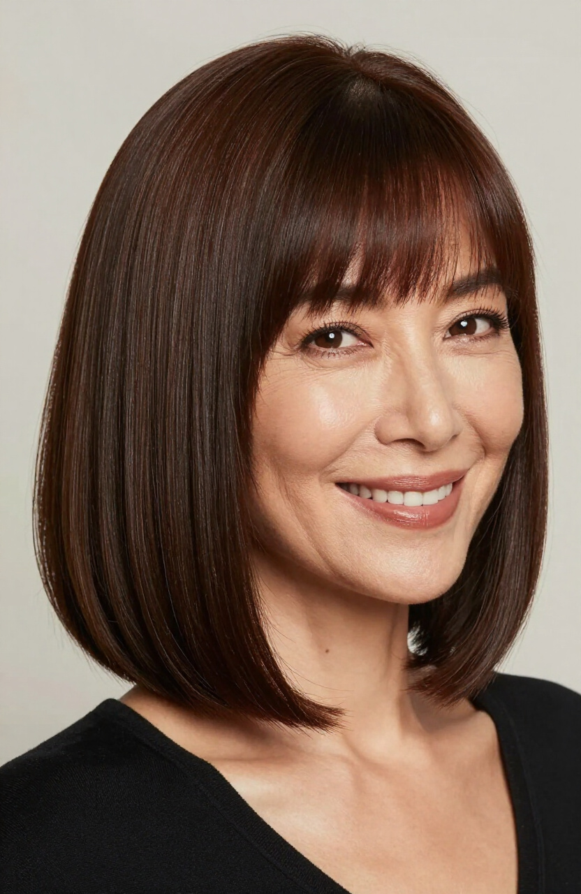 15 Bob Hairstyles with Curtain Bangs for Women Over 40 – Trend Is Style